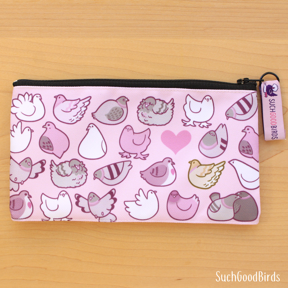Pigeons Pink Pencil Pouch – Such Good Birds